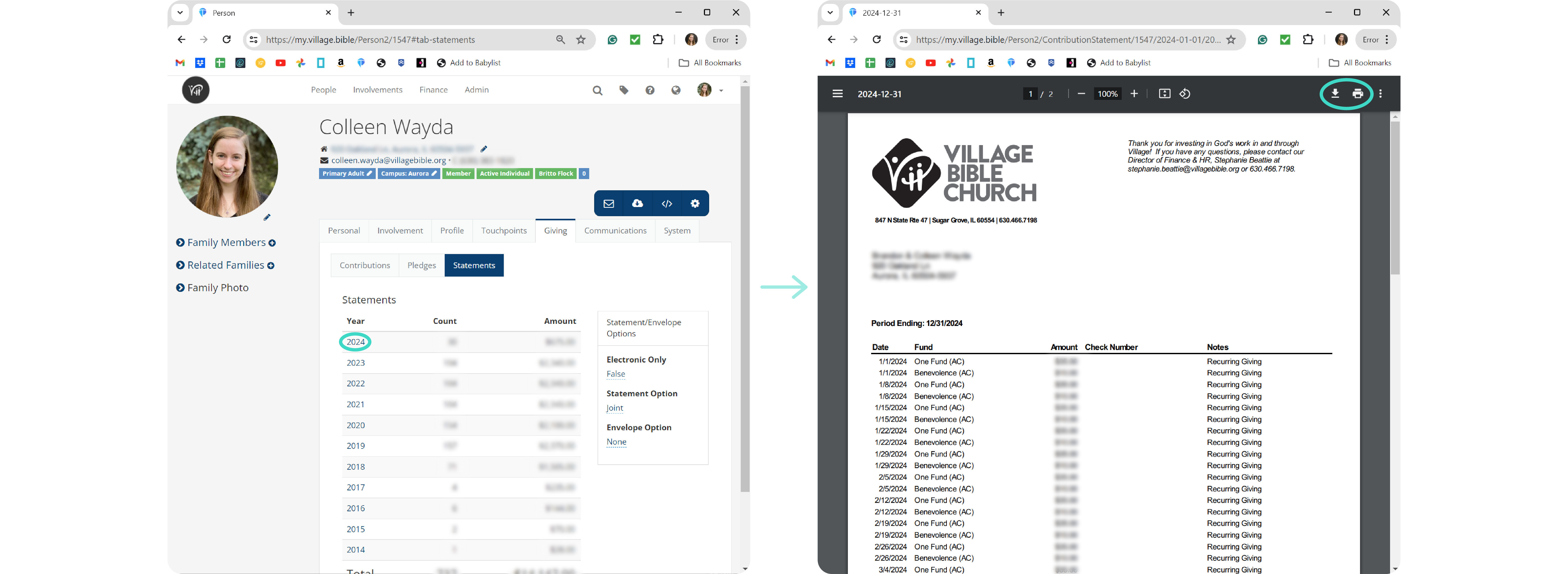 Accessing Your Giving Statement | Village Bible Church
