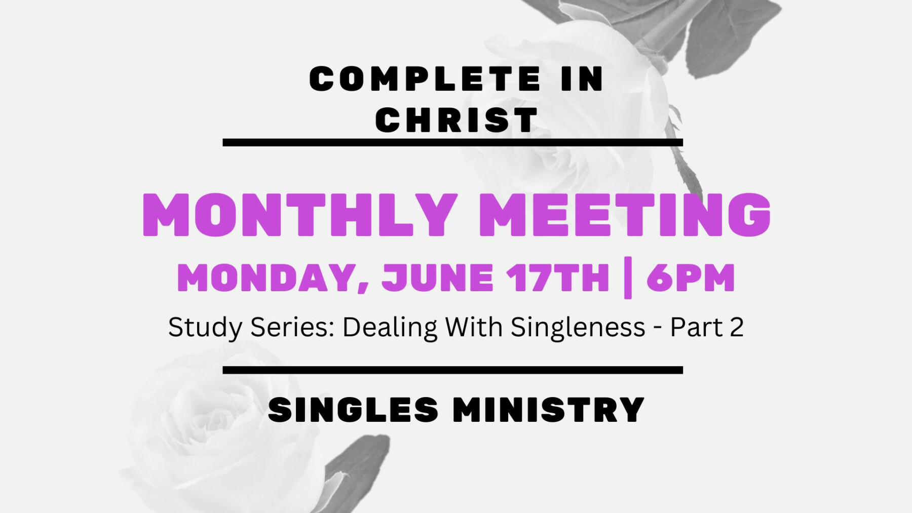 6 PM Complete in Christ - Singles Ministry Meeting | St. John ...