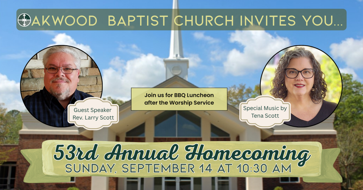 53rd Annual Homecoming Service and Lunch | Oakwood Baptist Church