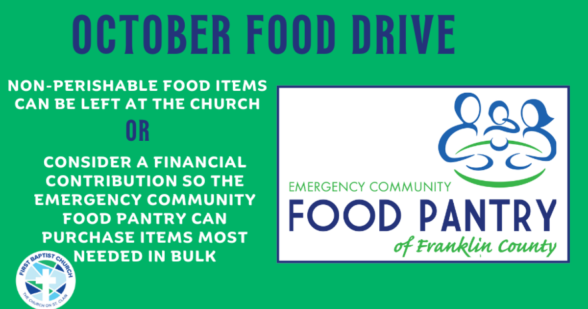 October Food Drive | First Baptist Church | Frankfort