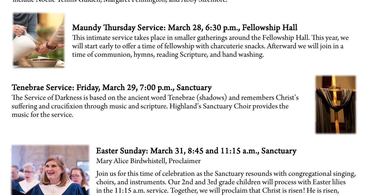 Holy Week Events at Highland 2024 | Articles | Highland Baptist Church