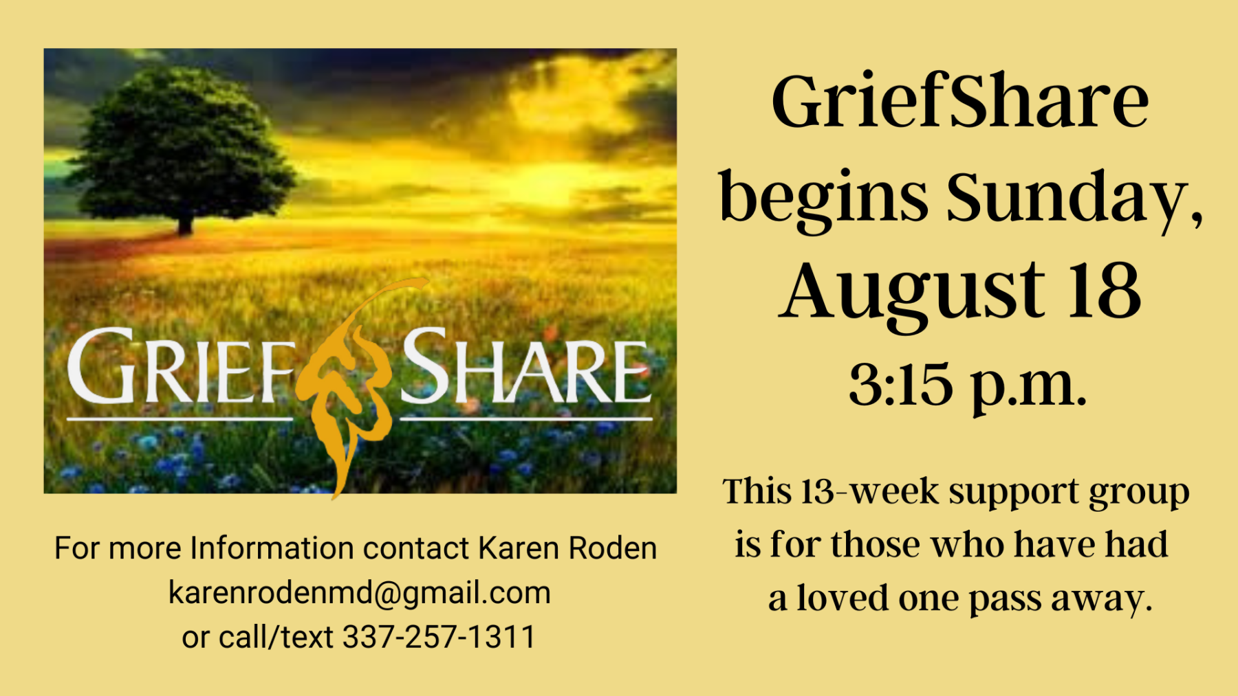 GriefShare - Grief Support Group | Asbury UMC Lafayette LA