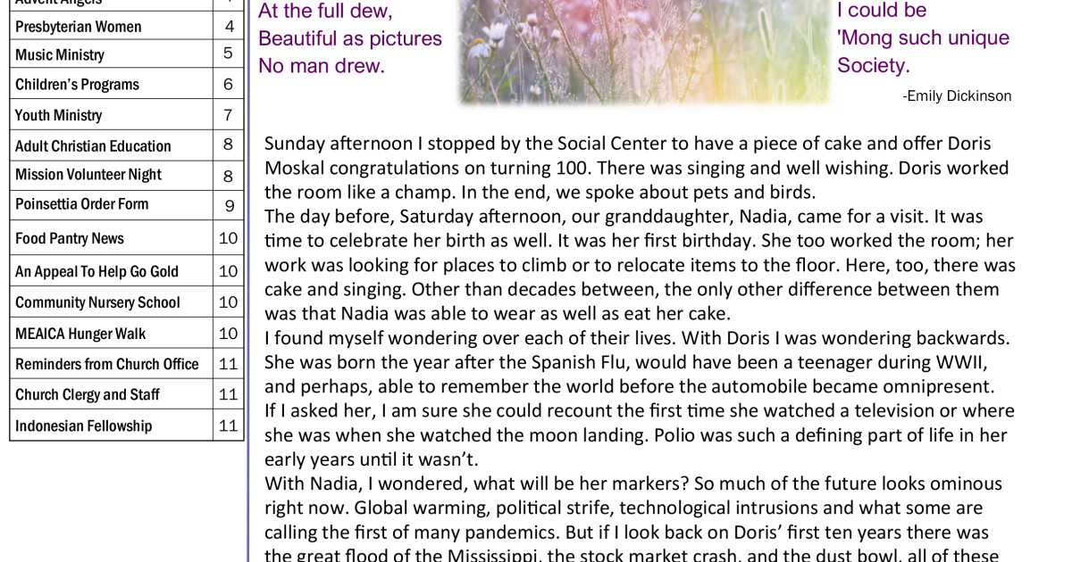 November Parish News | Articles | First Presbyterian Church of Metuchen