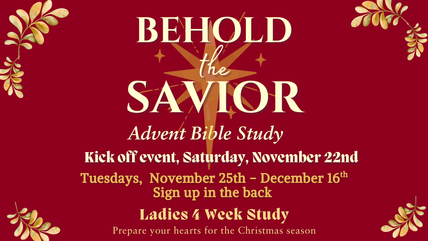 Ladies' Advent Study | Behold the Savior | Berean Bible Church
