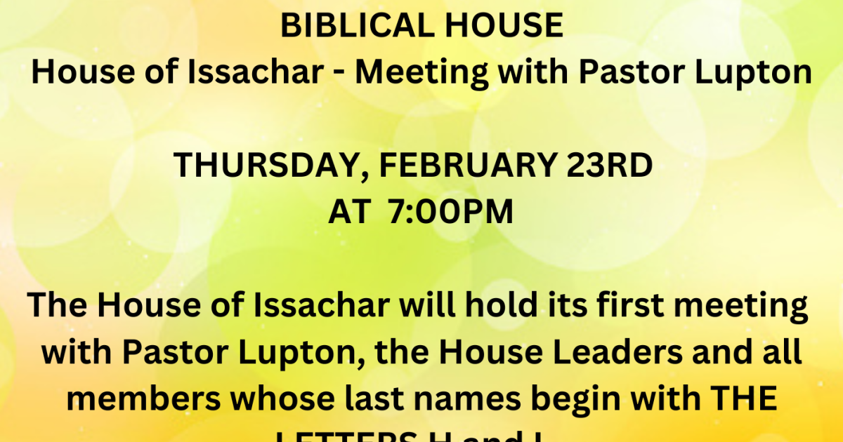 HOUSE OF ISSACHAR MEETING WITH PASTOR LUPTON | Beloved St. John ...