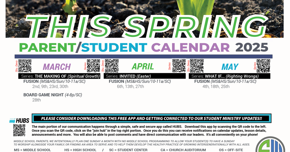Spring Calendar for Students 2025 | Southwoods Christian Church