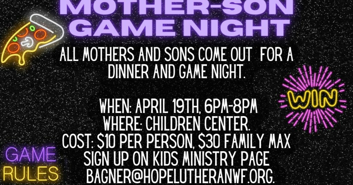 MOTHER-SON GAME NIGHT | Hope Lutheran Church