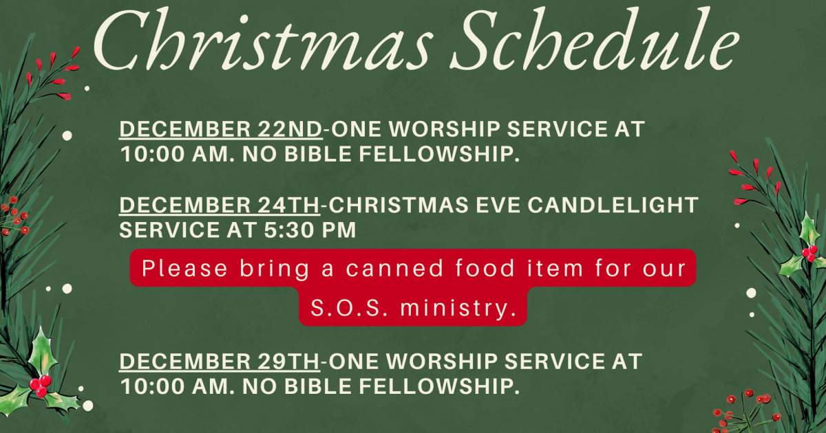2024 Christmas Schedule | Articles | Field Street Baptist