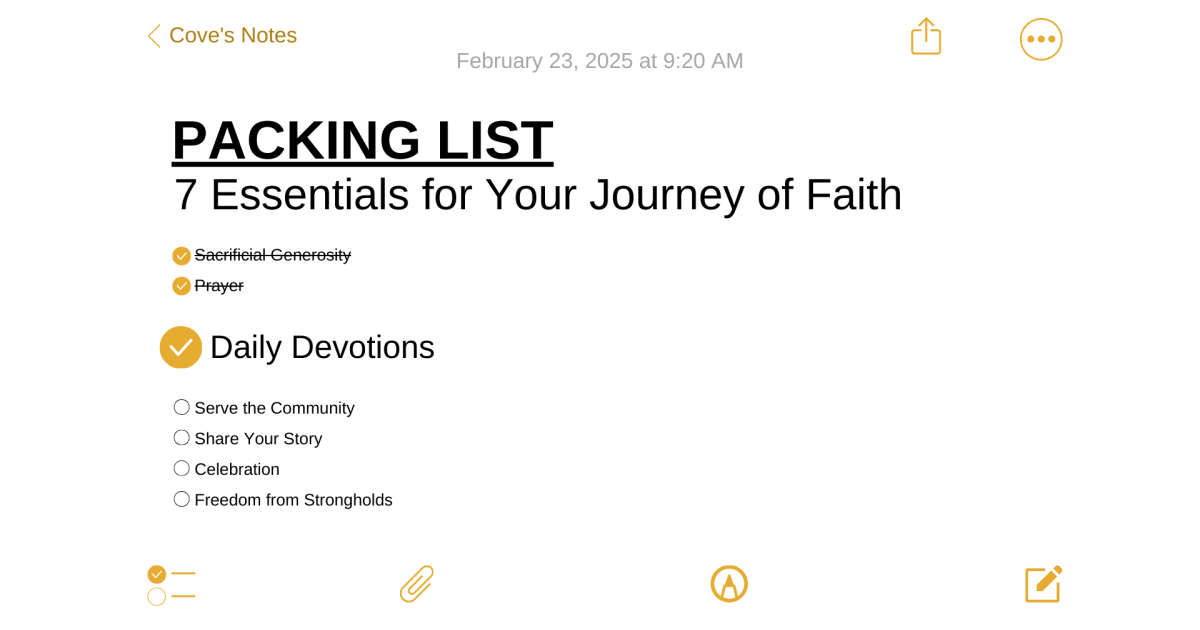 Packing List: Daily Devotions | Sermons | Cove Church