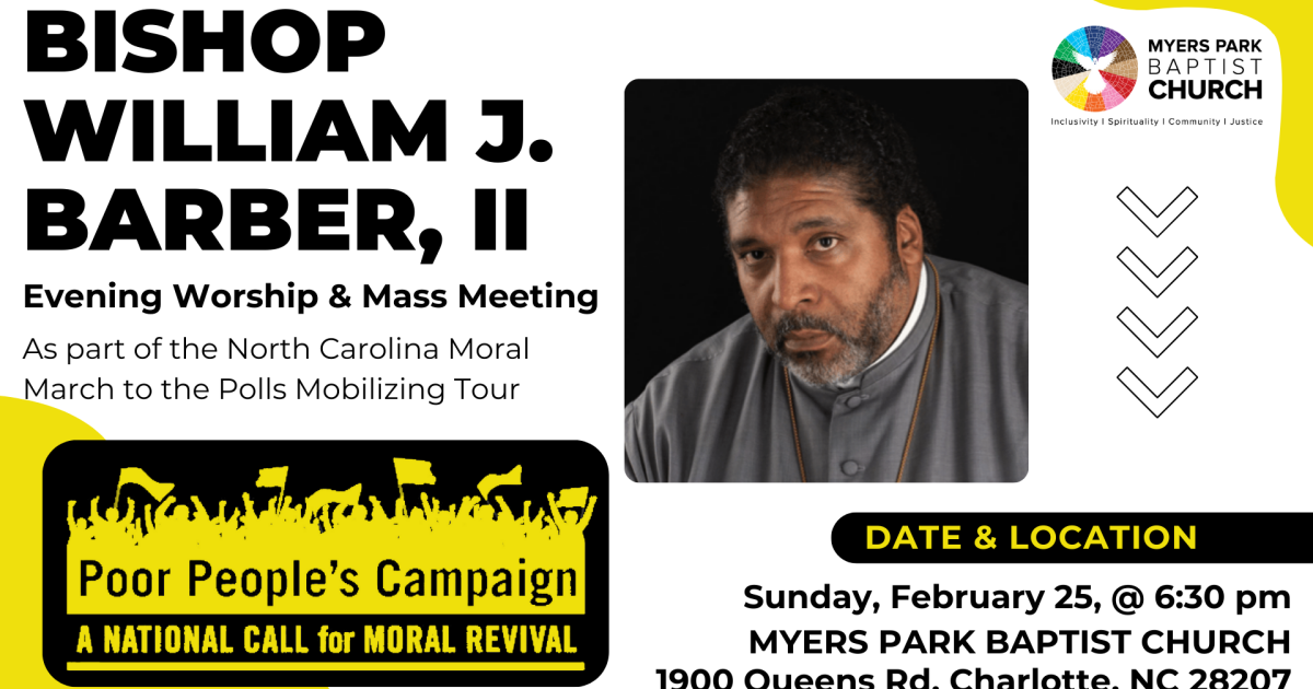 Rev. Dr. William Barber Returning to MPBC | Myers Park Baptist Church