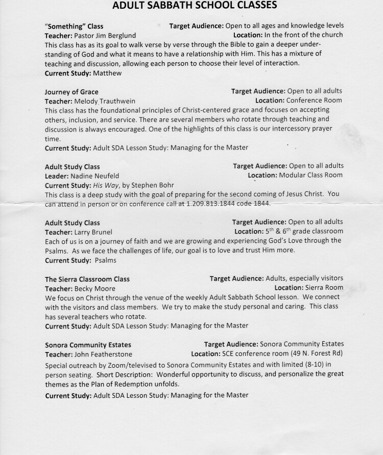 Sabbath School | Discover Life Seventh-day Adventist Church