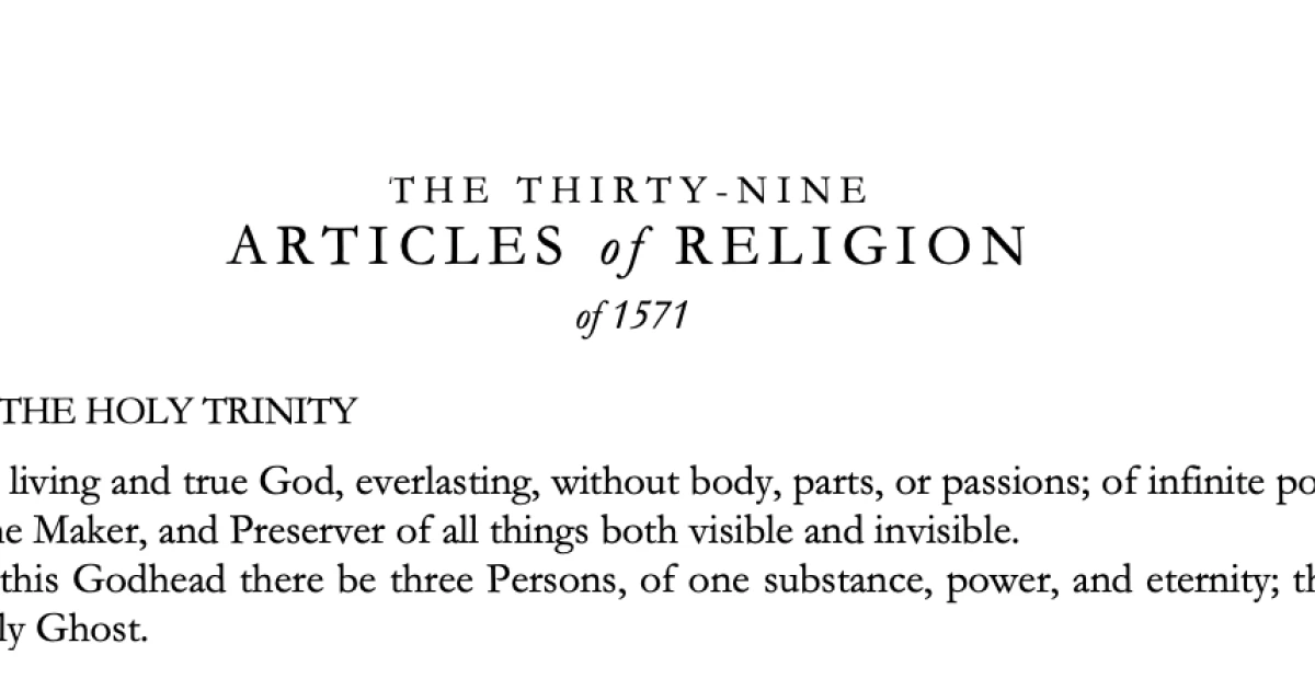 The 39 Articles of Religion | Articles | Anglican Diocese of Christ Our ...