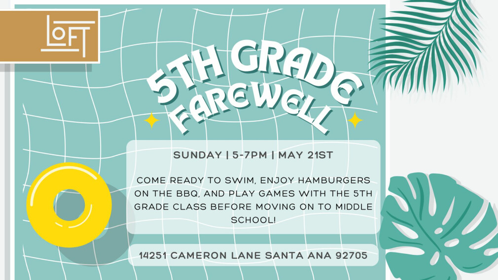 5th Grade Farewell Pool Party