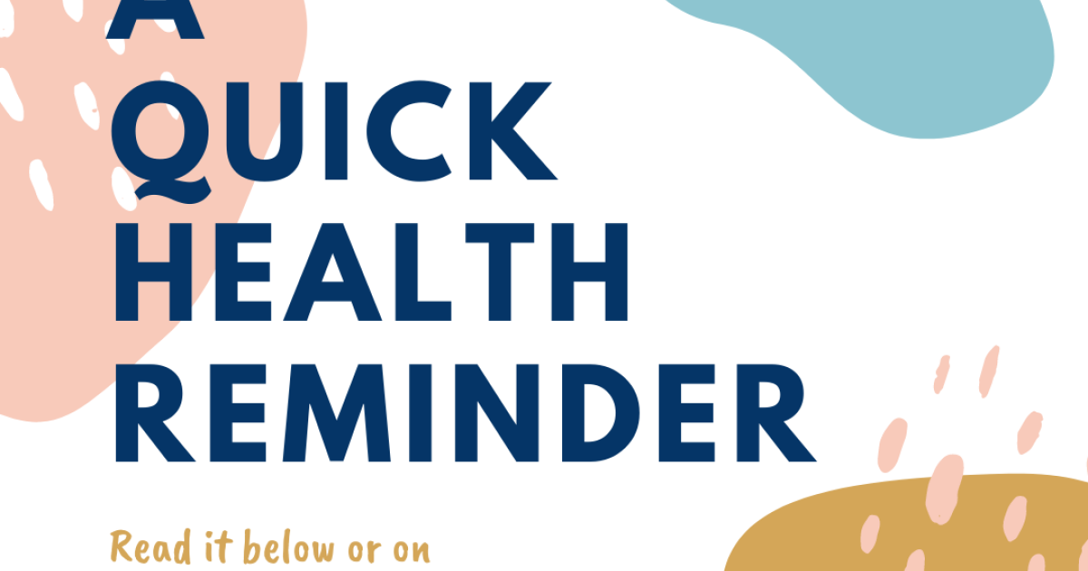 A Quick Health Reminder | TCSH Blog | The Church at Spring Hill