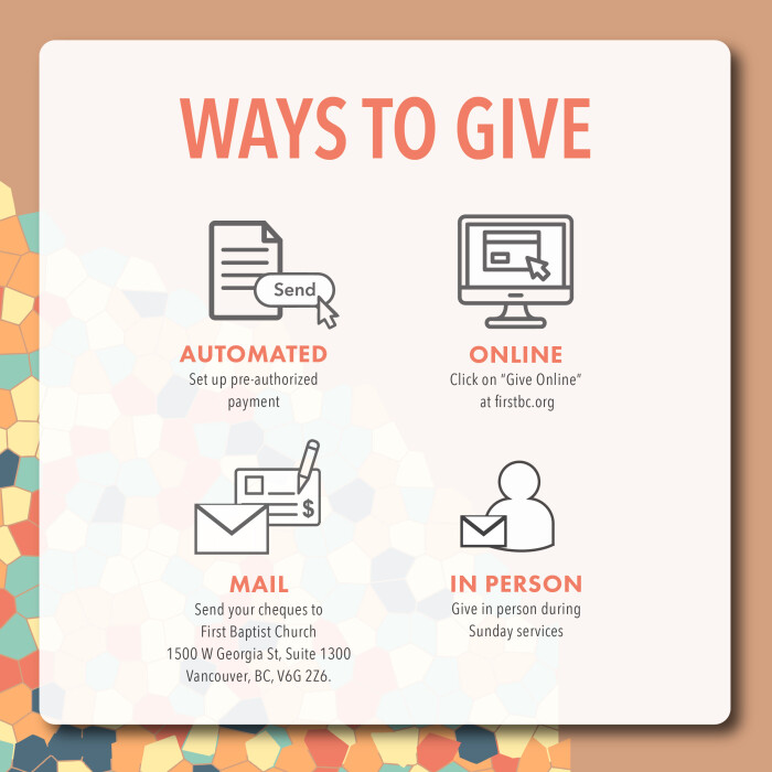 Ways to Give | The First Baptist Church of Vancouver