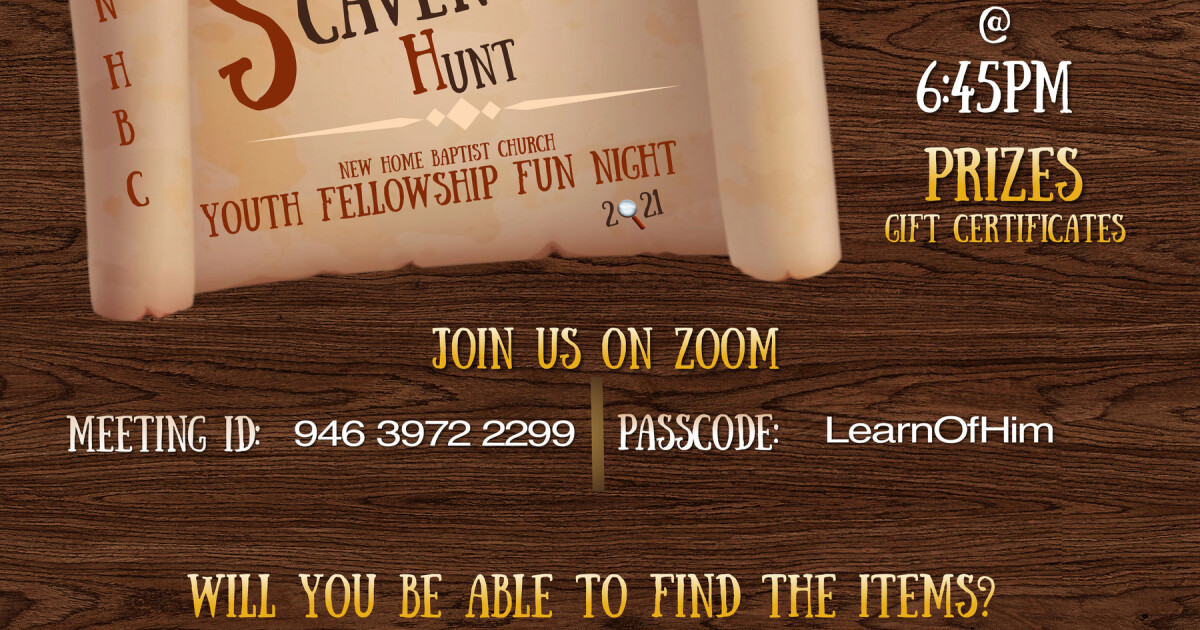 Youth Ministry Scavenger Hunt New Home Baptist Church